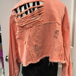 POL | Jackets & Coats | Oh So Loved Denim Jacket In Peach | Poshmark